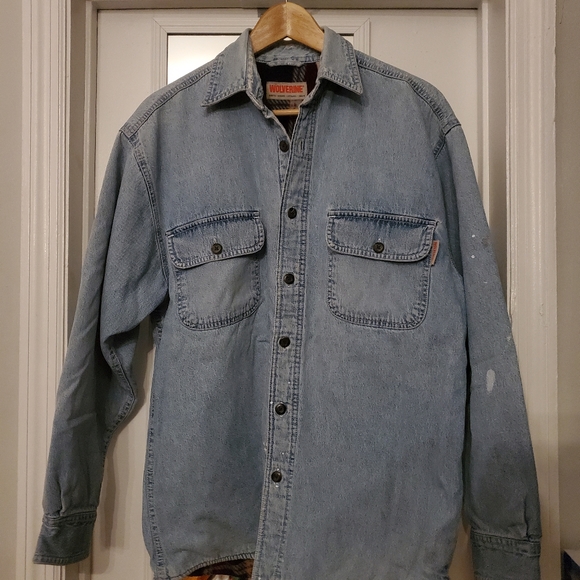 Wolverine | Shirts | Wolverine Fleece Blanket Lined Blue Denim Work ...